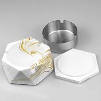 China Japanese Smokeless Cigarette Ashtray with Lid  Stainless Steel Ash Trays Covered Windproof for sale