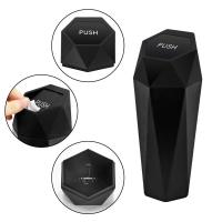 China Leakproof Vehicle Trash Bin Easy Clean Up Car Trash Can with Lid New Car Dustbin Diamond Design for sale