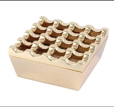China Small Unique Luxury 16 Grids Stainless Steel Square Cigarette Ashtray for sale