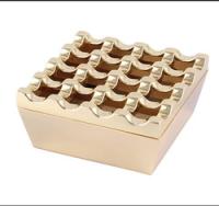 China Small Unique Luxury 16 Grids Stainless Steel Square Cigarette Ashtray for sale