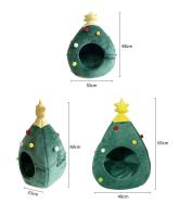 China Hot sell luxury pet bed pp cotton oxford bottom green cat house christmas High quality for sale