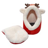 China Pet Mat Soft Pet Bed Cushion Christmas Red Cat Bed Elk Antlers Design for sale