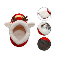 China Pet Mat Soft Pet Bed Cushion Christmas Red Cat Bed Elk Antlers Design for sale