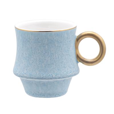 China Unique Espresso Cup and Saucer Set Matt Gold Rim Painted Handle Arabic for sale