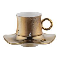 China Custom Luxury Fashion Coffee Cups Electroplating Gold Tea Cups and Saucer for sale