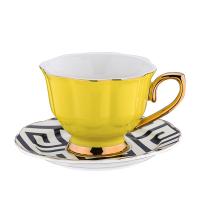 China 240ml Ceramic Gold Rim Porcelain Turkish Coffee Cups Tea Set Of 6 for sale