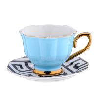 China 240ml Ceramic Gold Rim Porcelain Turkish Coffee Cups Tea Set Of 6 for sale