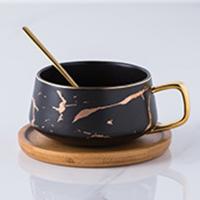 China Wedding Gift bamboo saucer white gold marble turkish coffee set coffee cup and saucer ceramic set for sale
