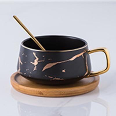 China Wedding Gift bamboo saucer white gold marble turkish coffee set coffee cup and saucer ceramic set for sale