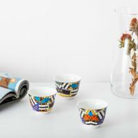 China Small Ceramic Custom Printed Cawa Fashion Coffee Cups Without Handle for sale