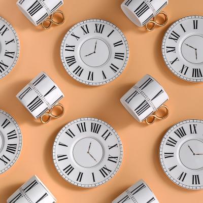 China Ceramic Set of 6 pieces Clock Number Design Gold Handle Modern Luxury Porcelain Espresso Coffee Cups Turkish Coffee cups for sale