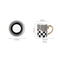 China Ceramic Coffee Cups Set And Saucer 100ml Gold Handle Black Espresso Cup for sale