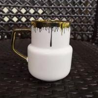 China Ceramic Mugs Fashion Coffee Cups Nordic Blank OEM Porcelain White Gold Mug for sale