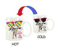 China Hot Water Color Changing Fashion Coffee Cups Heat Color Changing Magic Mug for sale