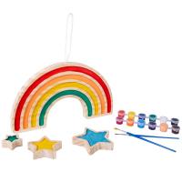 China Wooden Rainbow Five Pointed Star Baby Developmental Toys Wall Hanging Graffiti Blocks for sale