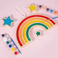 China Wooden Rainbow Five Pointed Star Baby Developmental Toys Wall Hanging Graffiti Blocks for sale