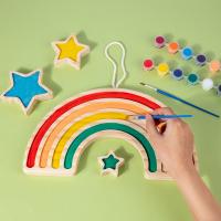 China Wooden Rainbow Five Pointed Star Baby Developmental Toys Wall Hanging Graffiti Blocks for sale