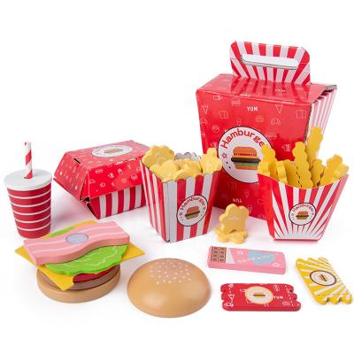 China Wooden Burger Fries Baby Developmental Toys Children'S Toy Kitchen Food Set for sale