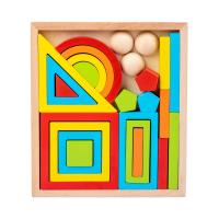 China Wooden Montessori Baby Developmental Toys Art Geometric Creative Puzzle Rainbow for sale