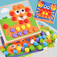 China Children Wood Baby Developmental Toys Particle Button Puzzle Mushroom Nail Cartoon for sale