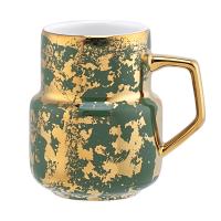 China 110ml Turkish Coffee Cups With Saucer Matt Gold Rim Handle for sale