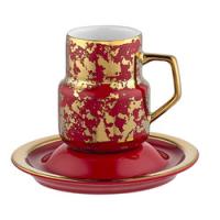 China 110ml Turkish Coffee Cups With Saucer Matt Gold Rim Handle for sale