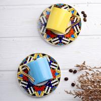 China 90cc Gold Rim Turkish Color Glazed Ceramic Fashion Coffee Cups And Saucer Set for sale