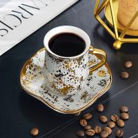 China 100ml Cups And Saucers Home Turkish Coffee Cups Set Arabic Red Gold for sale