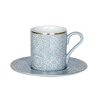 China Ceramic Embossed Espresso Turkish Fashion Coffee Cups With Golden Line for sale