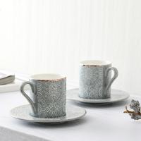 China Ceramic Embossed Espresso Turkish Fashion Coffee Cups With Golden Line for sale