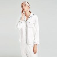 China Luxury Sleep Wear Long Sleeve Silk Pajama Set Women Pajamas Silk Two Pieces for sale