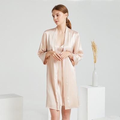 China Silk Pajama Set Sleep Wear Luxury Woman 100% Silk Pajamas Two Pieces for sale