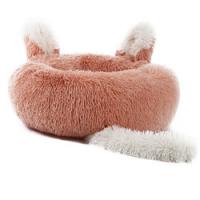 China Cute Soft Plush Donut Pet Bed Cushion With Ear Tail for sale