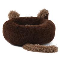 China Cute Soft Plush Donut Pet Bed Cushion With Ear Tail for sale