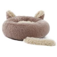 China Cute Soft Plush Donut Pet Bed Cushion With Ear Tail for sale