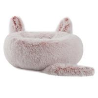 China Cute Soft Plush Donut Pet Bed Cushion With Ear Tail for sale