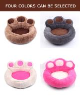 China Plush Warm Soft Plush Bear Paw Shape Pink Grey Coffee Pet Bed Cushion Sofa for sale