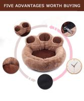 China Plush Warm Soft Plush Bear Paw Shape Pink Grey Coffee Pet Bed Cushion Sofa for sale