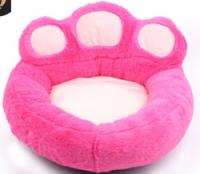 China Plush Warm Soft Plush Bear Paw Shape Pink Grey Coffee Pet Bed Cushion Sofa for sale