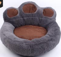 China Plush Warm Soft Plush Bear Paw Shape Pink Grey Coffee Pet Bed Cushion Sofa for sale