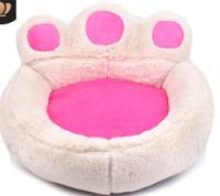 China Plush Warm Soft Plush Bear Paw Shape Pink Grey Coffee Pet Bed Cushion Sofa for sale
