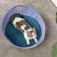 China Felt Purple Pet Bed Cushion Luxury Round Modern Felt Cat Pot Bed Mats 52x12cm for sale