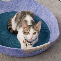 China Felt Purple Pet Bed Cushion Luxury Round Modern Felt Cat Pot Bed Mats 52x12cm for sale
