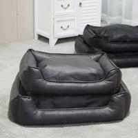 China Luxury Black Soft Pet Bed Cushion PU Leather For Dogs Cats for sale