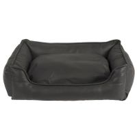 China Luxury Black Soft Pet Bed Cushion PU Leather For Dogs Cats for sale