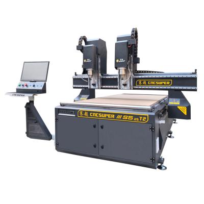 China 3 Axis Dual Spindle CNC Router With Air Blowing Dust Removal Device for sale