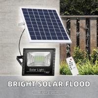 China IP67 Waterproof Solar LED Flood Light with Dusk-to-Dawn Auto On/Off and Remote Control for Outdoor Security for sale