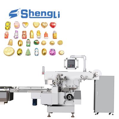 China Automatic PLC Control Chocolate Foil Wrapping Machine with 200-300pcs/min Packing Speed for sale