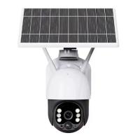 China SD Card Solar Powered PTZ Camera , Outdoor 4G Security Camera With Solar Panel for sale