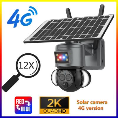 China 6MP PIR Solar Security Camera 4G Human Detection WiFi 12X Zoom Outdoor IP65 for sale